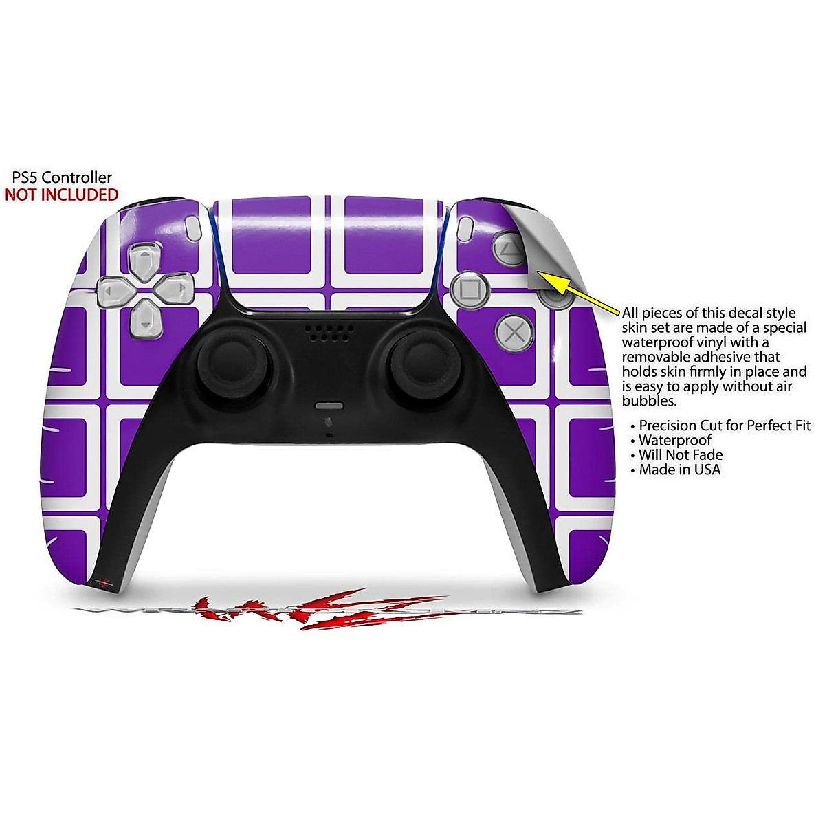 WraptorSkinz Skin Wrap compatible with Sony PS5 DualSense Controller Squared Purple (CONTROLLER NOT INCLUDED)