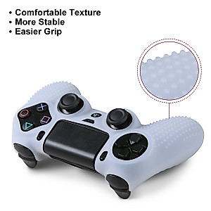 Silicone Covers Compatible with PS4 Controller - 2 Pack Anti-Slip Protector Controller Case Skins - with 4 Pairs Thumb Grips - Black & White