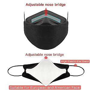 KF94 Mask (30 Pcs ) Black Disposable Face Masks 4-Ply Dust Mask Breathable for Adults Women Men Girls Boys Teen Youth (Black, 30 pack)