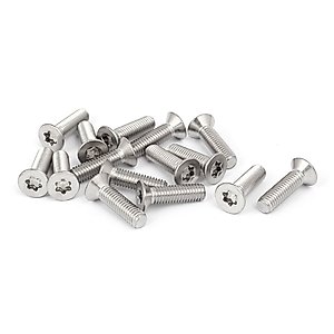 uxcell® M5 x 18mm 316 Stainless Steel Flat Torx Head Machine Screw Silver Tone 15pcs