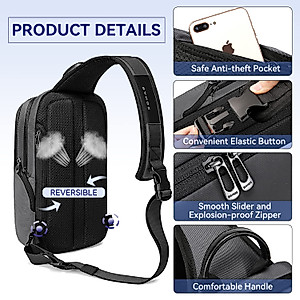 Tfro & Cile Sling Bag for Men Crossbody Bags Shoulder Backpacks Casual Daypack Bag Chest Backpack for Hiking Ridding Climbing