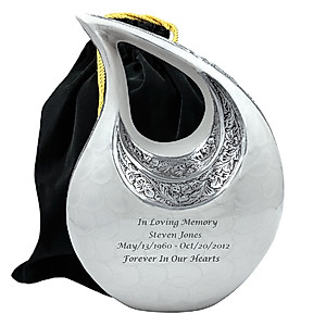 Beautiful White Cremation Urn with Velvet Bag - Personalized Urn - Unique Cremation Urn - Memorial Urn - Engravable Urn - Urns for Ashes