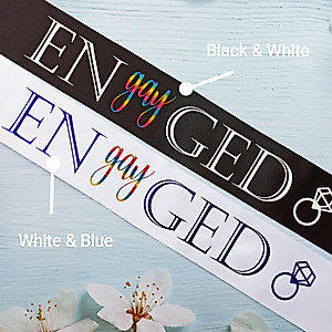 Magnusson's Garden Engayged Sash, Bride, Groom to Be Sash Gay Pride Lesbian Wedding Shower Bachelor Bachelorette Party Same Sex Wedding Engagement Decor, LGBTQ Pride Month Parade Accessory