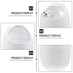 LIFKOME Desk Trash Cute Mini Desktop Trash Can with Swing Lid Small Desktop Waste Garbage Bin for Tabletop or Coffee Table Plastic Trash Can Shake Cover Garbage Can (White) Mini Waste Bucket
