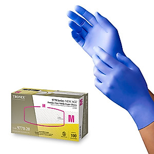 TRONEX 9770 Chemo-Rated Allergy Free Nitrile Exam Glove, Accelerator-free, Hypoallergenic Nitrile Gloves (X-Small, 100, Count)