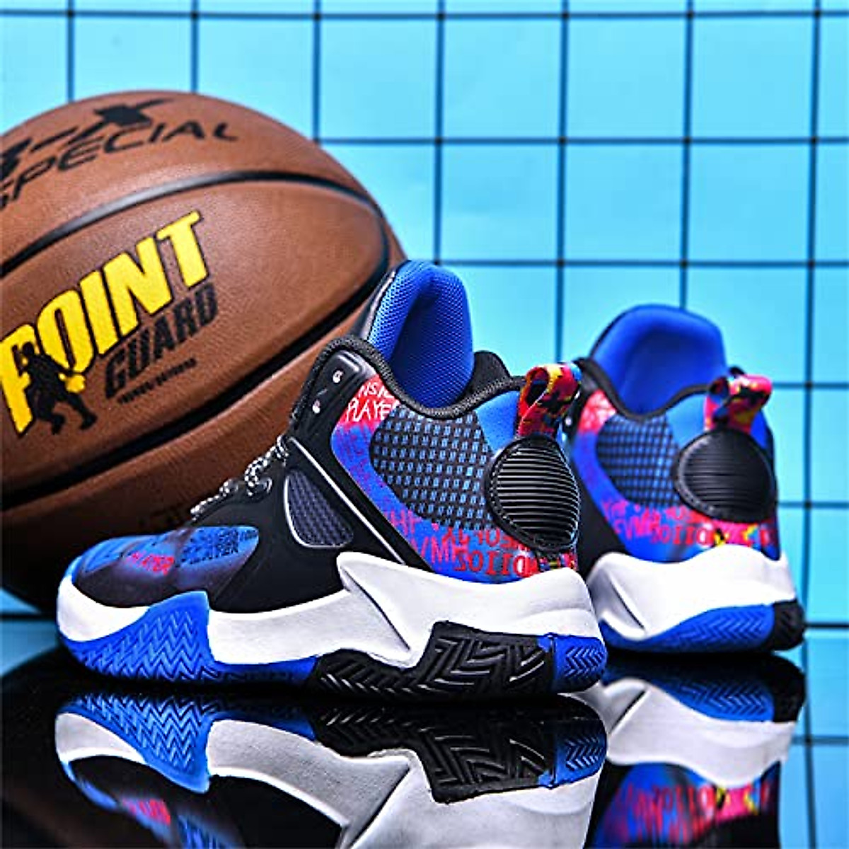 DAYUMKOU Boys Basketball Shoes Tennis Sneakers for Kids Girls Durable Lightweight Breathable Walking Running Sports Shoes