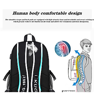 School Backpack ,Anime Luminous Noctilucent School Bags Daypack, Waterproof USB Chargeing Port Laptop Backpack Tech Bookbag Work Bag, bookbags for boys Backpacks for teens Backpack For Women (Black)