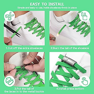 Aiboxin 2 Pairs No Tie Elastic Flat Shoe Laces for Sneakers, Stretch Shoelaces for Kids & Adults, Tieless Shoes Strings