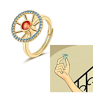 IDesign Stella's Ring of Solaria, Sun Ring, Star Light, Sun Burst, Fairy Heirloom Solaria Rhinestone Crystal Ring (gold)