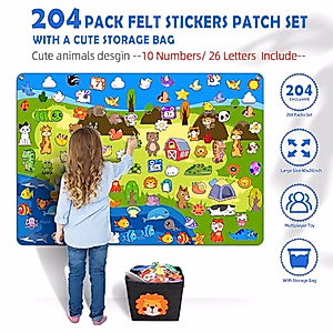 204Pcs Animals Felt Busy Board Story Set with Storage Bag Preschool Large Wall Storyboard Forest Themed Early Learning Interactive Play Kit Wall Hanging Gift for Toddlers Kids 40 X 28 Inch