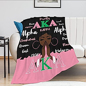 University Sorority Paraphernalia Gifts for Women Pretty Girls Pink and Green Ivy Leaf Super Soft Throw Flannel Blanket Gifts for Sisters,Colleague, Daughter,Friends and Bestie,50"x60"
