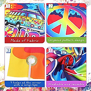 Hippie Party Decorations, 60's Party Decorations Hippie Groovy Backdrop, Groovy Party Decorations, 72.8 x 43.3 Inch Hippie, Groovy Decoration Banner with Rope for Hippie Theme Groovy Party Decorations