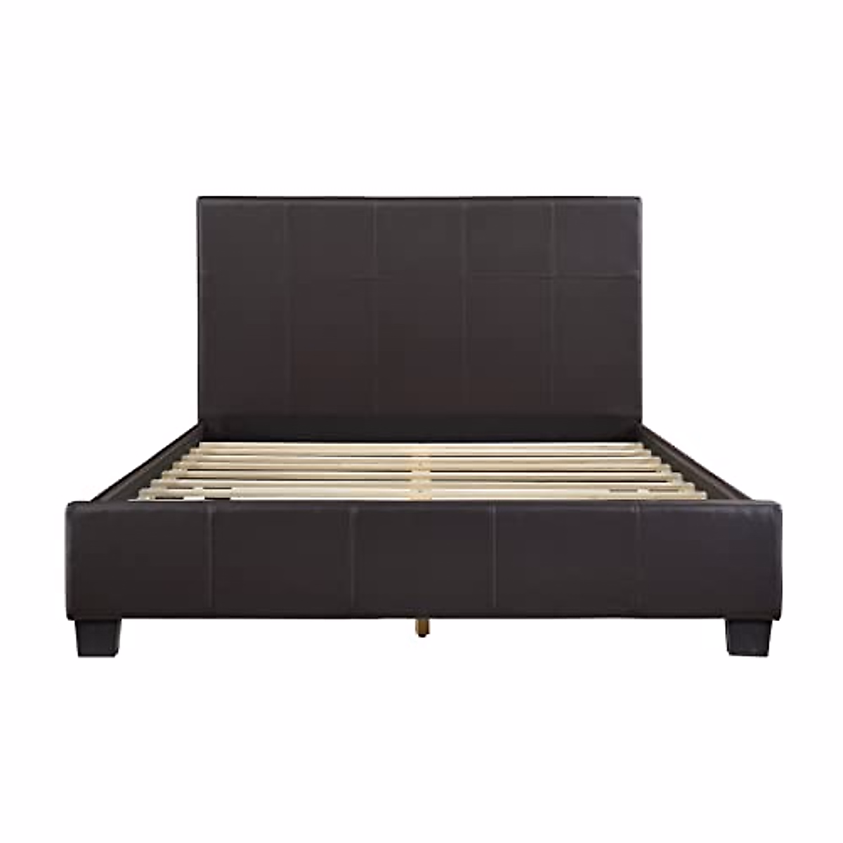 Lexicon California King Bed Frames With Headboard, Platform Bed Frame California King, Modern Bed Frame, Faux Leather Upholstered Bed Frame, No Box Spring Required, Easy Assembly, Cal King, Dark Brown