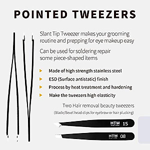 13 Pcs Sharp Precision Tweezers Set,Anti-Static Stainless Steel Esd Tweezers Kit For Craft, Jewelry, Electronics Repair, Soldering & Laboratory Work.And Used for Beauty Etc