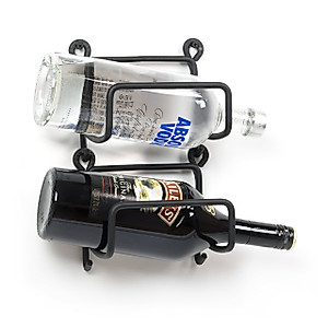 Wallniture Wrought Iron Wine Rack – Wall Mount Bottle Storage Organizer – Rustic Home Decor Set of 4