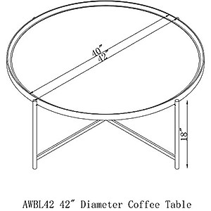 Alaterre Furniture Brookline 42" Round Wood with Concrete-Coating Coffee Table