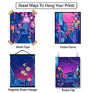 DALIHEBO Anime Posters Japanese Wall Art Set of 4 - Anime Art Tokyo Streets in the Night Sky Wall Decor Poster for Living Room Bedroom Kitchen UNFRAMED 8x10 inch