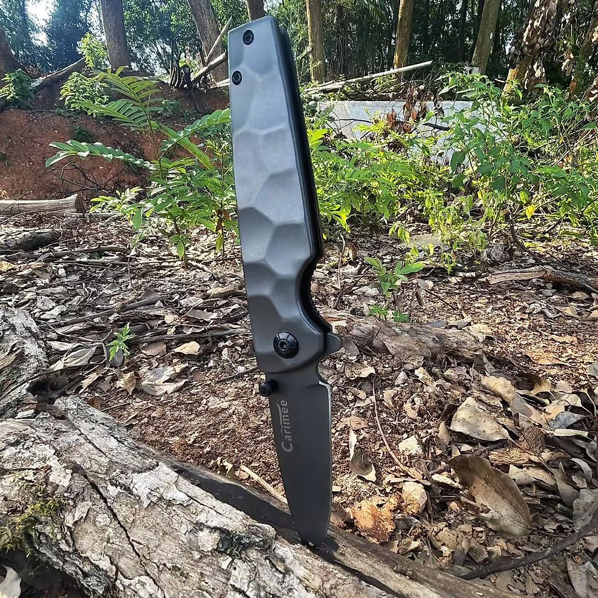 Carimee Pocket Knife 3.3", Solid D2 Steel Blade, Heavy Thick FineCNC machianed Handle, Fully Ti-coated,premium EDC Gifts