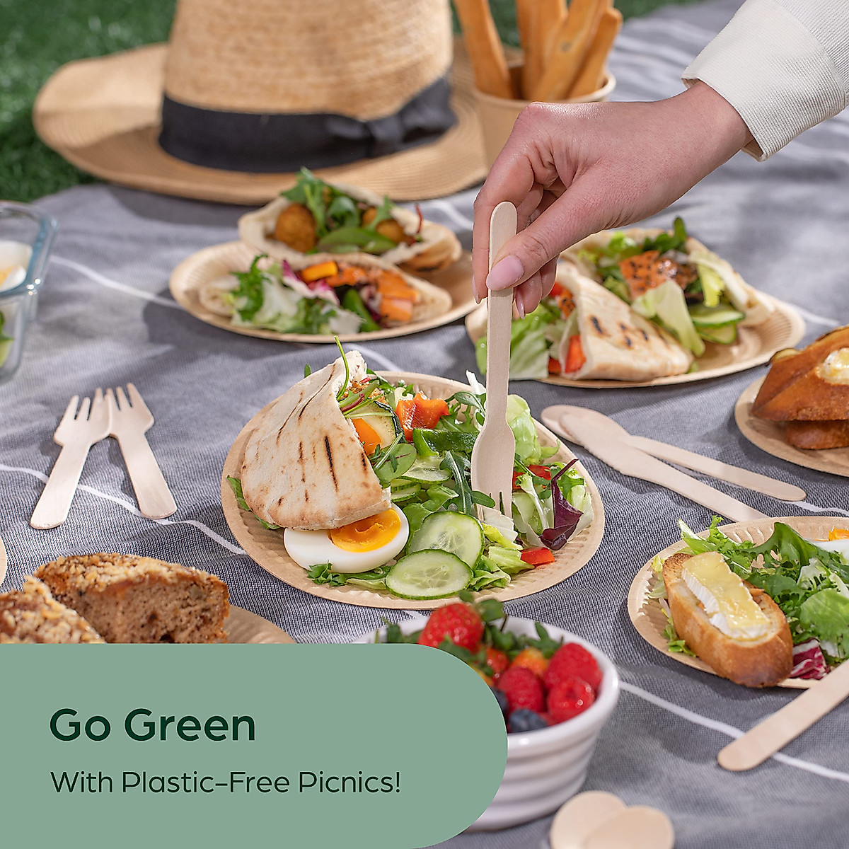 Wooden Compostable Utensils Set - 360 Pieces (120 Forks 120 Spoons 120 Knives) Sturdy Wood Disposable Cutlery - Eco-Friendly Biodegradable Utensils for Party - Free From Plastic Cutlery Set for Eating