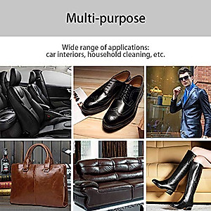 Long Bristle Horse Hair Leather Cleaning Brush, with Shoeshine Gloves Cleaner Leather Care Tools(Brown)…