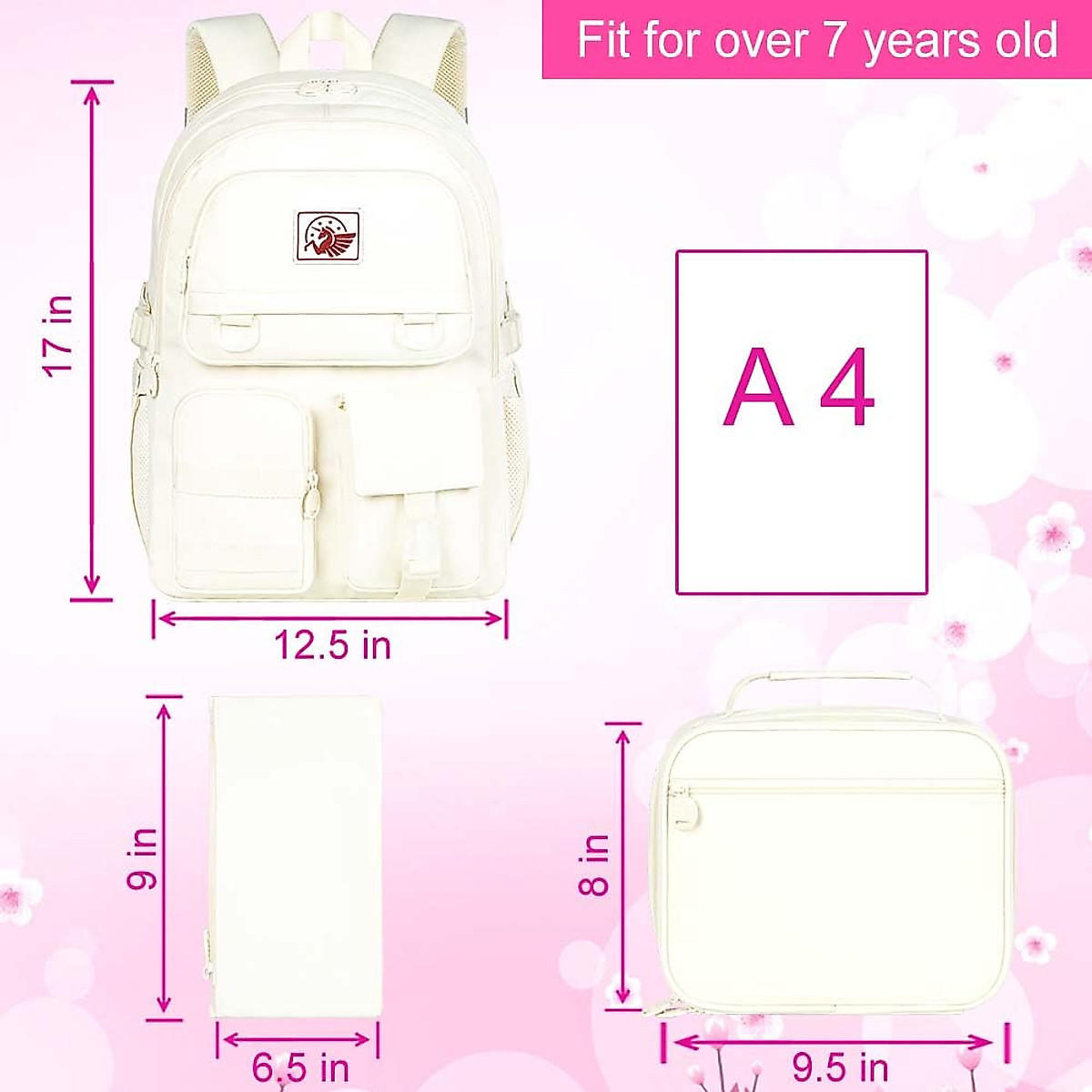 3PCS Laptop Backpack for Girls, Women College School Bookbag, 15.6" Cute Aesthetic Computer Water Resistant Anti Theft School Bags for Teens Girls Students - Grey