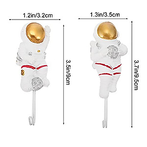 2pcs Umbrella Holder Wall Hooks Decorative Wall Mounted Coat Hooks Key Rack Astronaut Wall Sculptures Home Decor Key Hook Decorative Hooks Kids Bathroom Accessories Decorative Wall Hooks