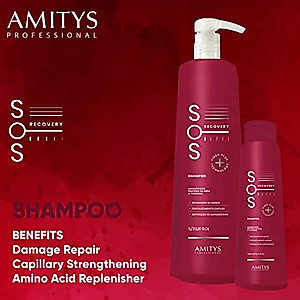 Amitys SOS Recovery Shampoo 300ml, Amino Acid, Silk protein D-Panthenol, Protects Damaged Hair Fiber Repair, Capillary Strengthening