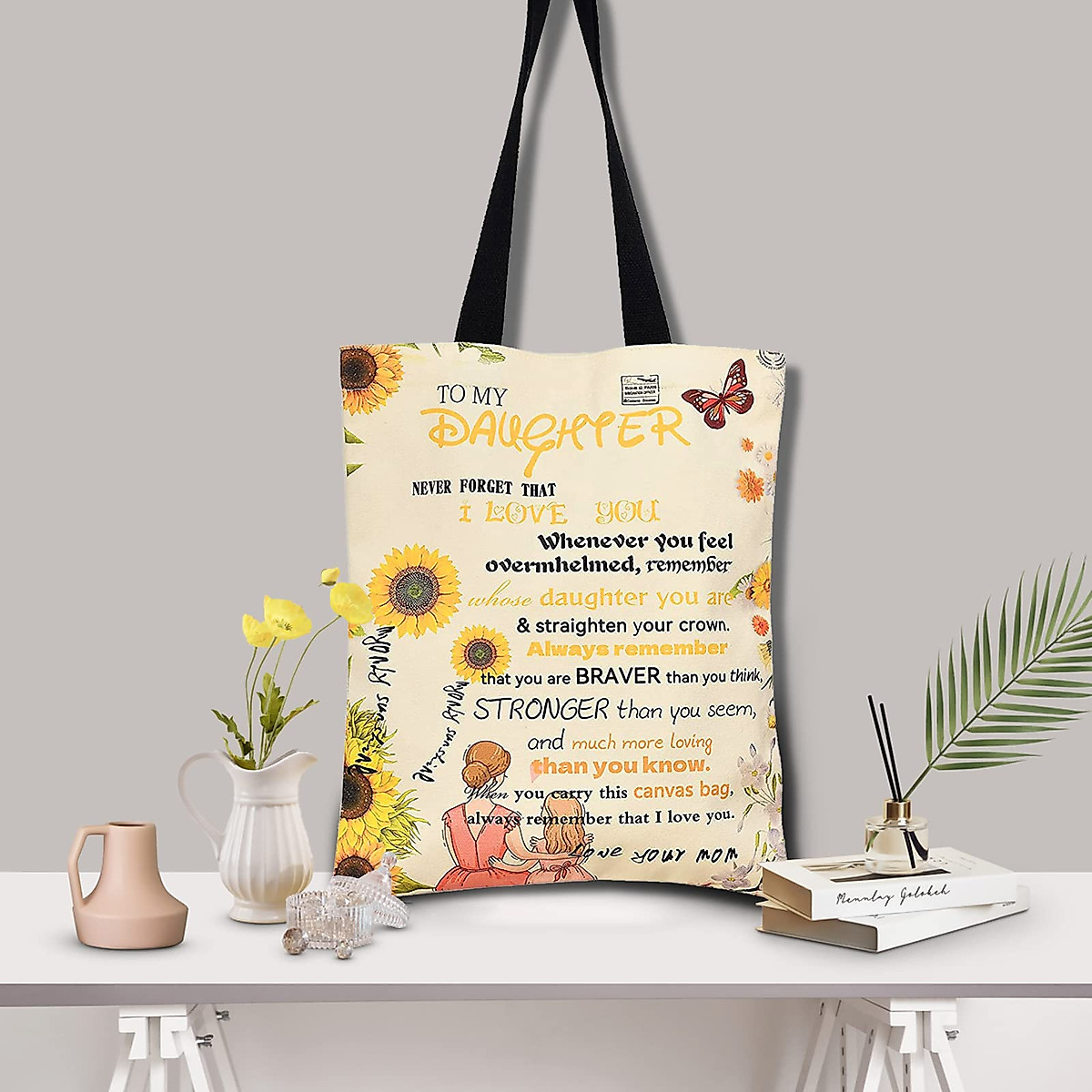 YuetWay cotton canvas tote bag women shopping tote bag holiday gift, casual reusable