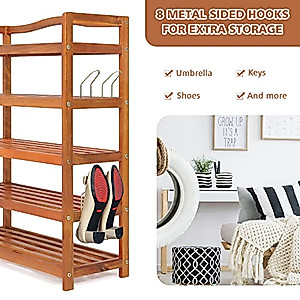 HAPPYGRILL Shoe Rack 5-Tier Entryway Shoe Shelf Acacia Wood Storage Organizer Free Standing Shelves