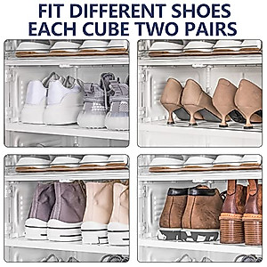 DAMAHOME Shoe Storage Cabinet Organizer - Foldable Shoe Rack for Entryway, Stackable Storage Organizer Cabinet with Doors and Shelves, Shoe Box for Closet, Hallway, Living Room, Large 10 Cubbies