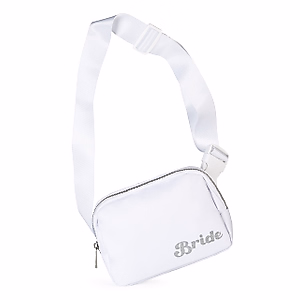 Newlywoo White Nylon Polyester Water Resistant Zipper Waist Pack for Brides
