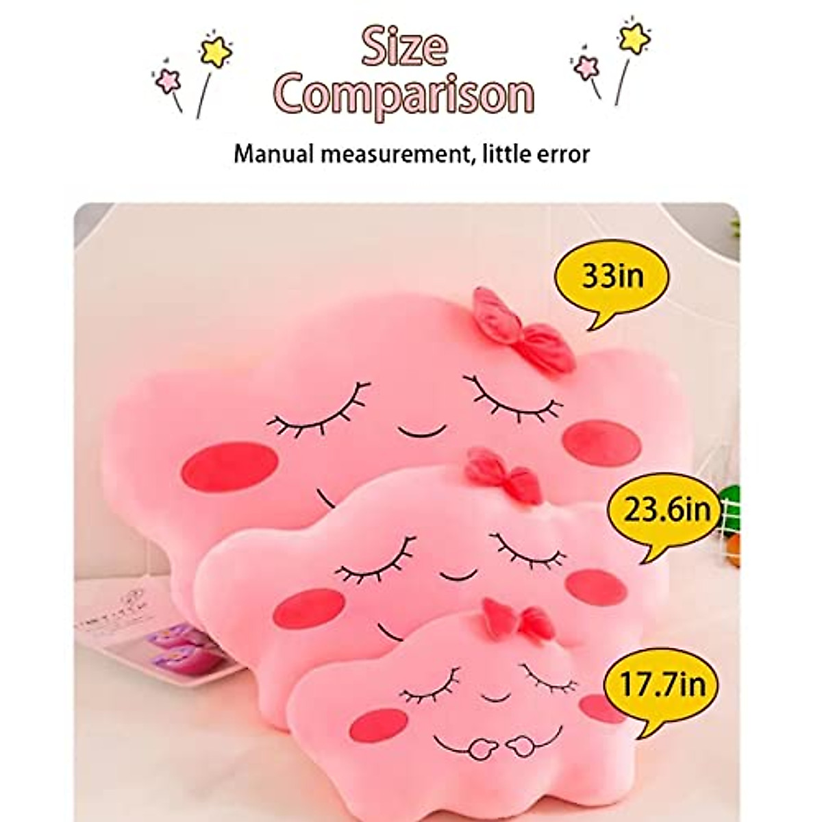 BGHN Cute Cushion Pillow Cloud Shape Perfect Throw Pillows for Beach Home Decor Decorative Accent Throw Pillow for Girls Room and Couch Grape, Pink Medium-23.6inch