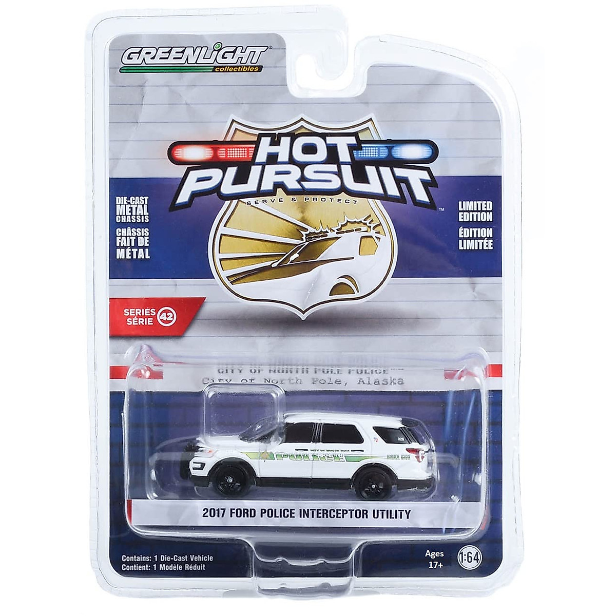 Greenlight 43000-C Hot Pursuit Series 42-2017 Police Interceptor Utility - City of North Pole, Alaska Police 1:64 Scale Diecast
