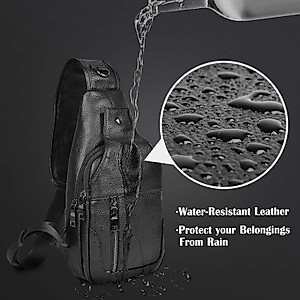 Full Grain Leather Crossbody Sling Bag Chest Backpack Outdoor Travel Hiking Sports Daypacks