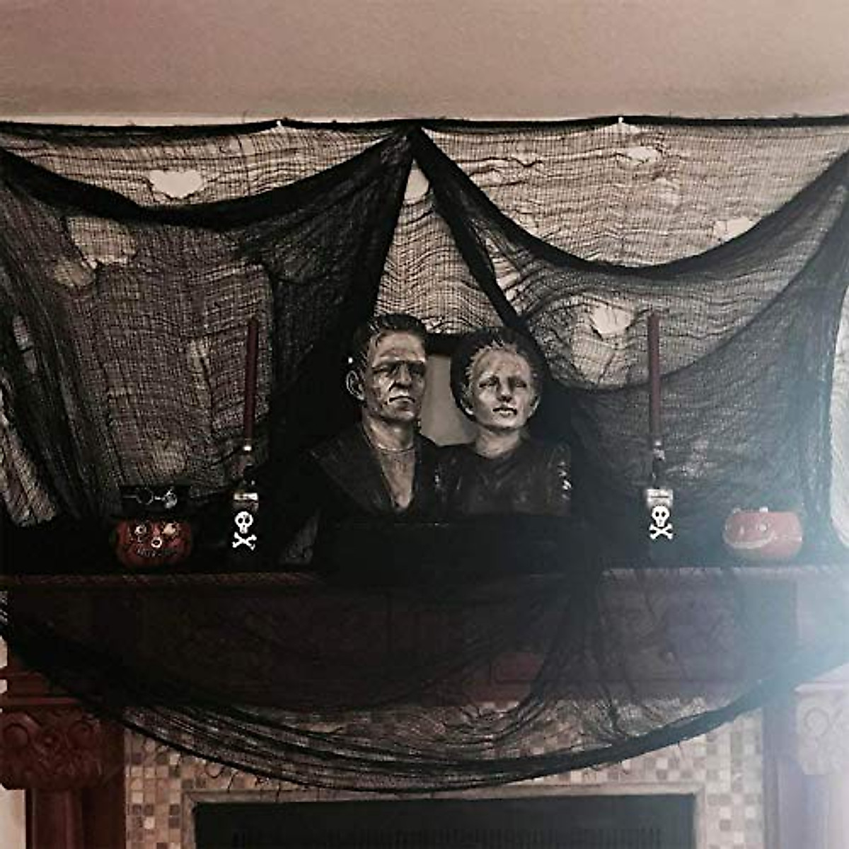 Halloween Black Creepy Cloth, 196 x 39 inch Spooky Halloween Decorations for Halloween Party Supplies Haunted House Décor