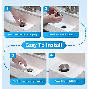 LukeTarp Polished Chrome 972098A Bathroom Sink Push & Seal Pop Up Drain Stopper Assembly,Part number is 35338-06XX,Sealed and Durable