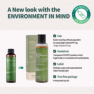 BENTON Deep Green Tea Toner 150ml (5.07 fl.oz) - Green Tea Toner for Face | Toner for Sensitive Skin | Korean Toner for Face | Toner for Oily Skin