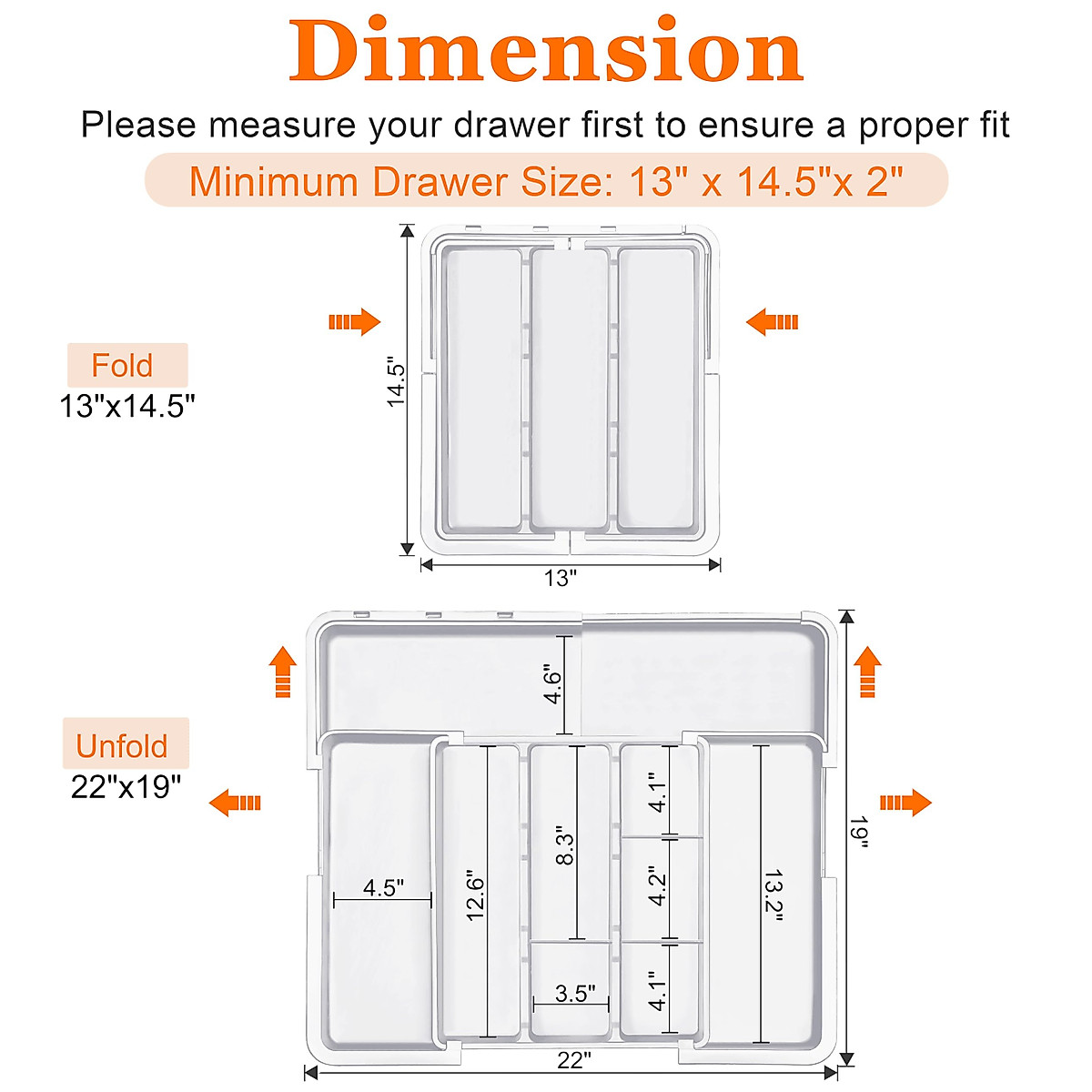 Spaclear Large Utensil Drawer Organizer Expandable Silverware Organizer for Kitchen Drawer Adjustable Cooking Utensil Holder Cutlery Flatware Tray Spatula Tools Gadgets Storage Dividers Plastic White