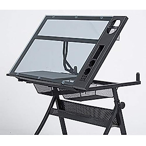 TECHTONGDA Adjustable Drafting Table Tattoo Stencil Glass Desk Artist Desk Tracing Drawing Working Station