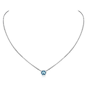 ChicSilver March Birthstone Necklace 925 Sterling Silver Blue Aquamarine Necklace Tiny Birthstone Jewelry with 16 Inch Chain Necklace