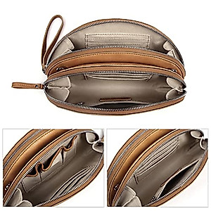 Small Crossbody Bags Leather Women’s Hobo Phone Bag Multi-Pocket Adjustable Shoulder Bag Zipper Closure Brown