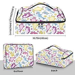 Kcldeci Insulated Thermal Food Carrier Insulated Casserole Carrier for Hot or Cold Food,Baby Shark Cartoon Nautical Insulated Tote Bag for Potluck Cookouts Parties Picnic,Lasagna Lugger