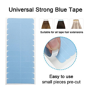 SUYYA 60 Pieces Hair Extension Tape Tabs Double Sided Extension Tapes for Replacement 4cm x0.8cm (Blue)