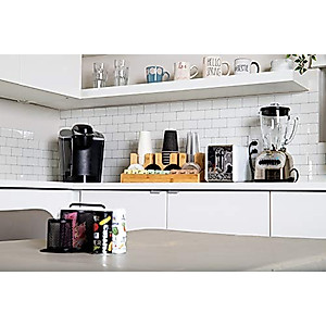 Mind Reader Bali Collection, 6-Compartment Bamboo Cup, Lid and Condiment Storage, Countertop Organizer, Brown