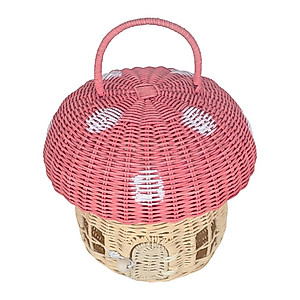 Soaying Handmade Rattan Mushroom-Shaped Storage Basket- Cute Handmade Handcrafted Decoration Artwork Rattan, Easy to Use