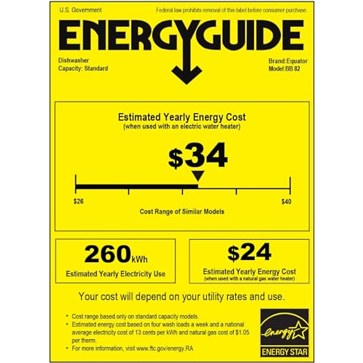 Equator-Europe 24" Built in 14 place Dishwasher with 8 Wash Programs (Black)