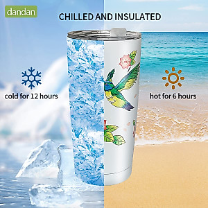 dandan 20oz Hummingbird Tumbler with Lid Gifts for Women, Stainless Steel Insulated Tumblers Sister Birthday Gifts, Humming bird Travel Coffee Mug for Mother's Day Bird Lovers Gifts