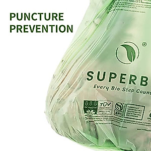 SUPERBIO 13 Gallon Compostable Handle Tie Tall Kitchen Garbage Bags, Heavy Duty Food Scrap Trash Bags Certified by BPI Meeting ASTM D6400 Standards, Eco-Friendly and Convenient, 30 Count