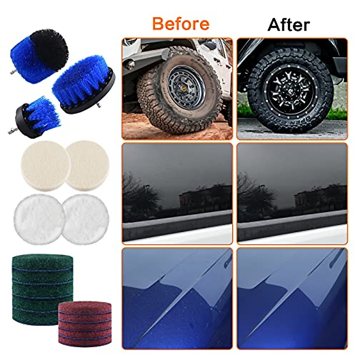 37 Pcs Polishing Pads Kit, Drill 3 Inch Buffing Pad,Car Buffer Polisher Kit Drill Buffing Kit for Car Polishing,Waxing,Sealing Glaze car Detailing Kit for All Surfaces