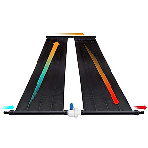 SunQuest Solar Swimming Pool Heaters - 2 Solar Hot Water Heater Panels w/Max-Flow Design - Swimming Pool Accessories for Above Ground Pools (2' x 20', 2 Count + Couplers + Integrated Diverter Valve)